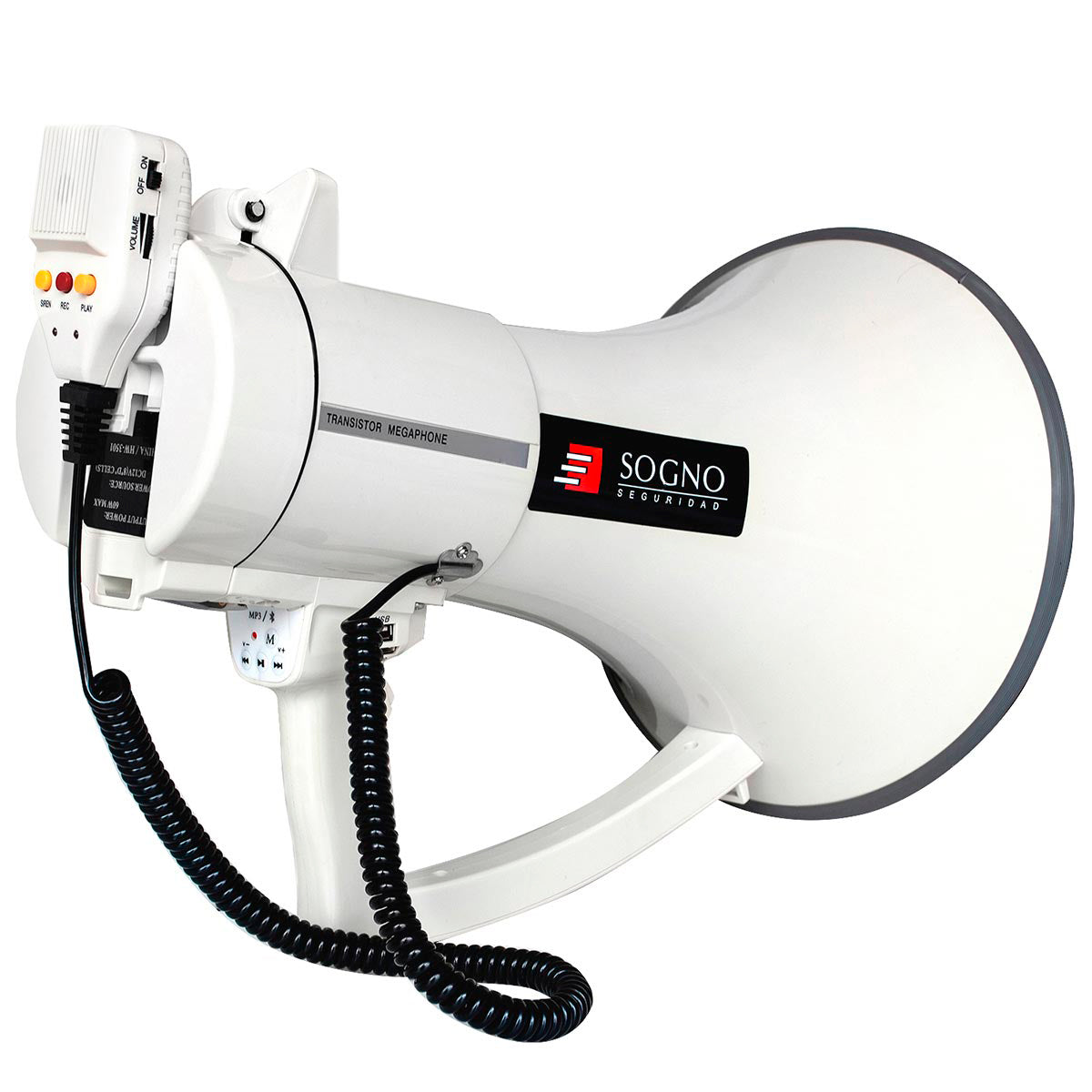 Megáfono Sogno 60W Recargable Rango 1500m | Sogno Chile